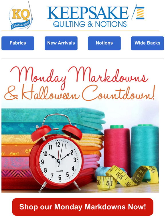 KeepsakeQuilting: 😱🎃 Monday Markdowns & Halloween Countdown! | Milled