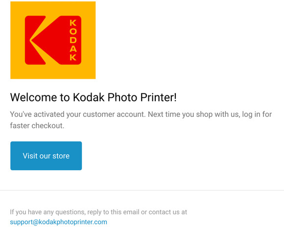 Kodak: Customer account confirmation | Milled