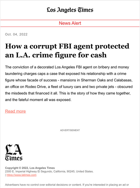 Los Angeles Times: How a corrupt FBI agent protected an L.A. crime ...