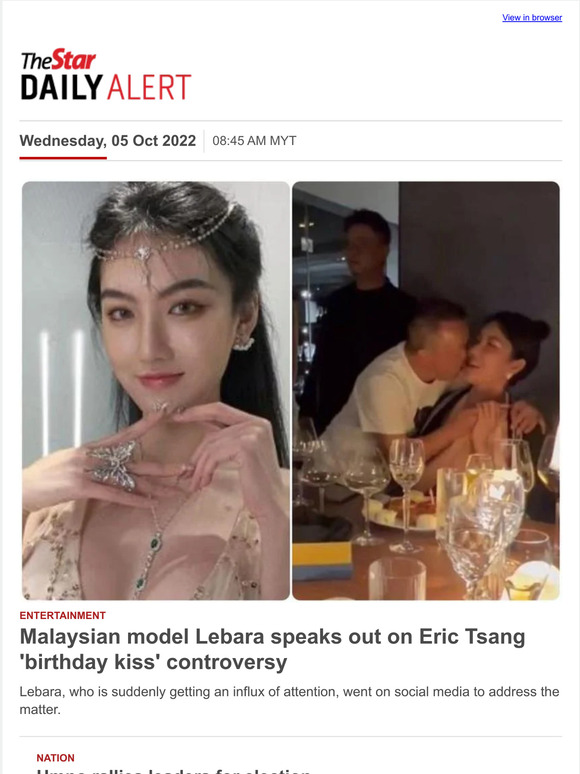 The Star: Malaysian model Lebara speaks out on Eric Tsang 'birthday kiss' controversy | Umno ...