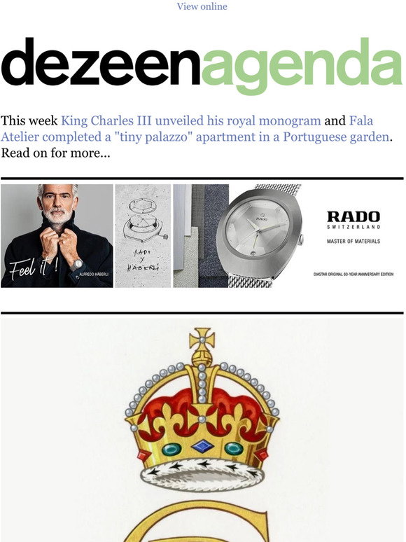 Dezeen: Agenda: King Charles III reveals royal monogram | Milled
