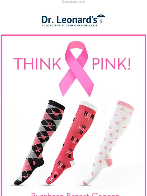 Dr. Leonard's: Think Pink! Purchase Breast Cancer Awareness Socks ...