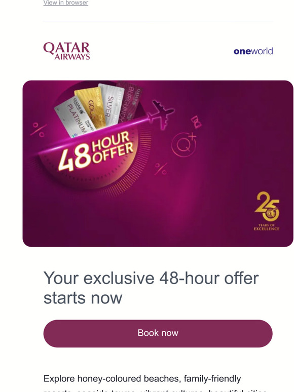 Qatar Airways: Your exclusive 48-hour offer starts now | Milled
