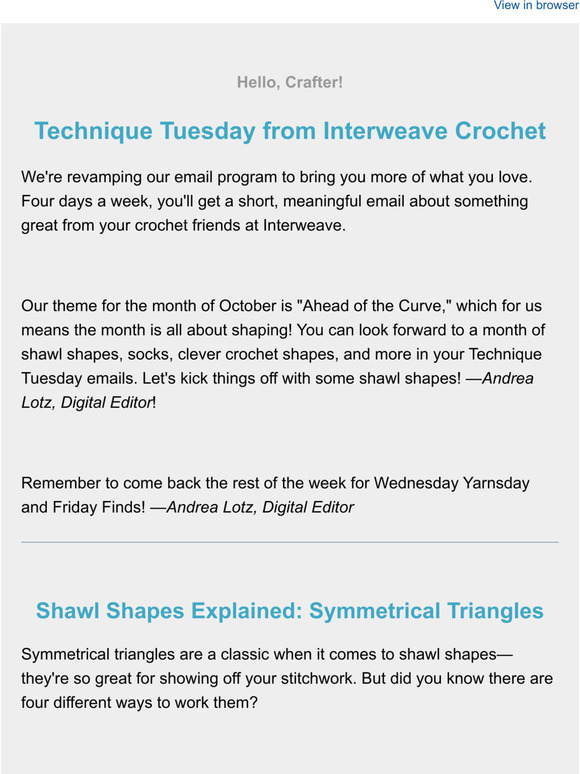 Interweave: Shawl Shapes Explained: Symmetrical Triangles | Milled