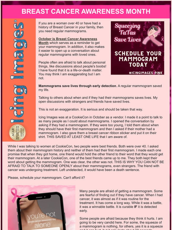 Icing Images: iDesigns! Schedule Your Mammogram! | Milled