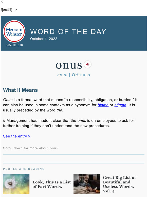 Merriam-Webster: Onus - plus, Look, This Is a List of Fart Words. | Milled