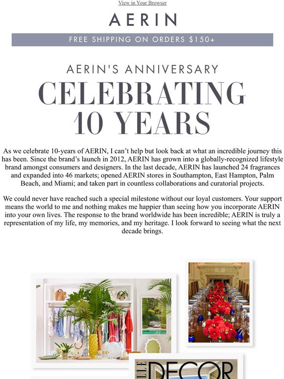 Aerin: Celebrating 10 Years at AERIN | Milled
