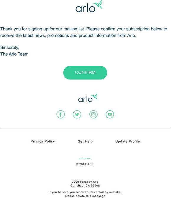 Arlo: Confirm your email with Arlo | Milled
