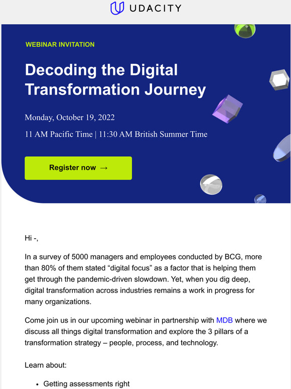 Udacity: [Webinar] Decoding the digital transformation journey | Milled
