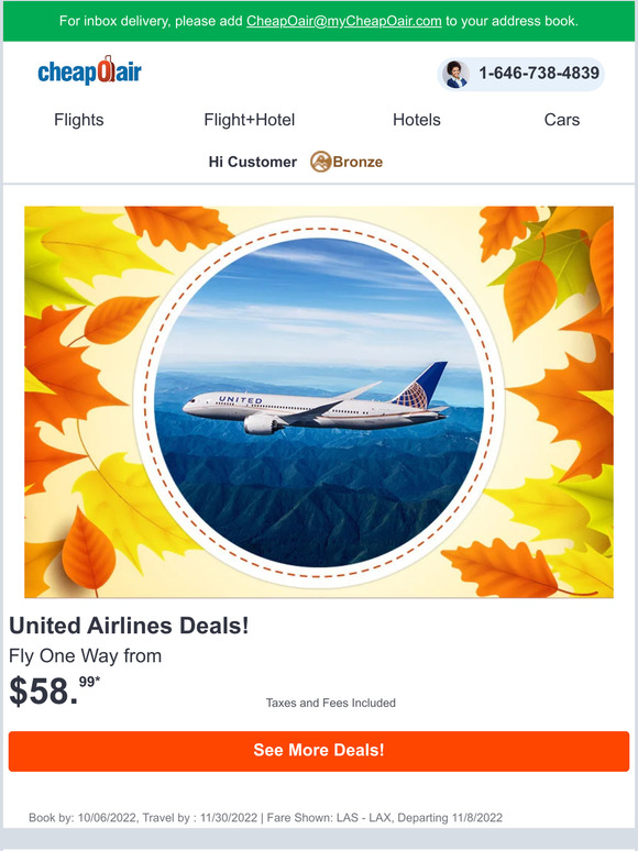 CheapOair: United Airlines Deals! Fly from $58.99 | Milled