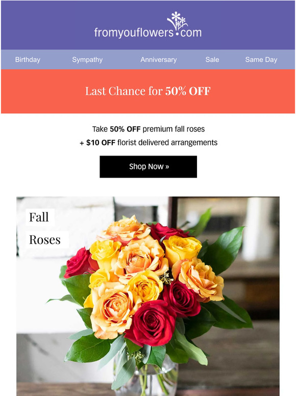 From You Flowers: 50% Off Roses and Savings On Our Fall Favorites! | Milled