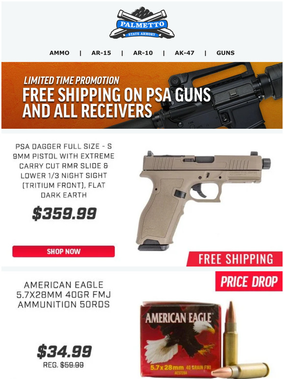 Palmetto State Armory: PSA Dagger Full Size - S 9mm RMR Pistol w ...