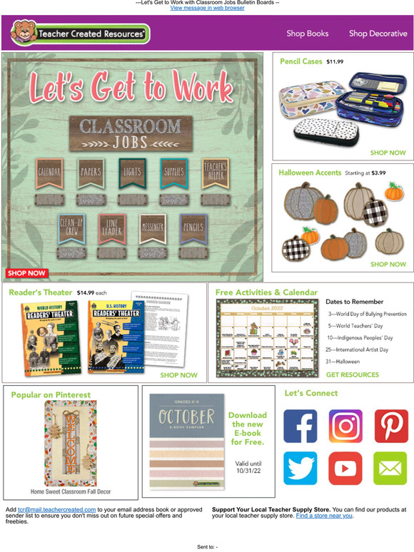 Teacher Created Resources: Let's Get to Work with Classroom Jobs ...