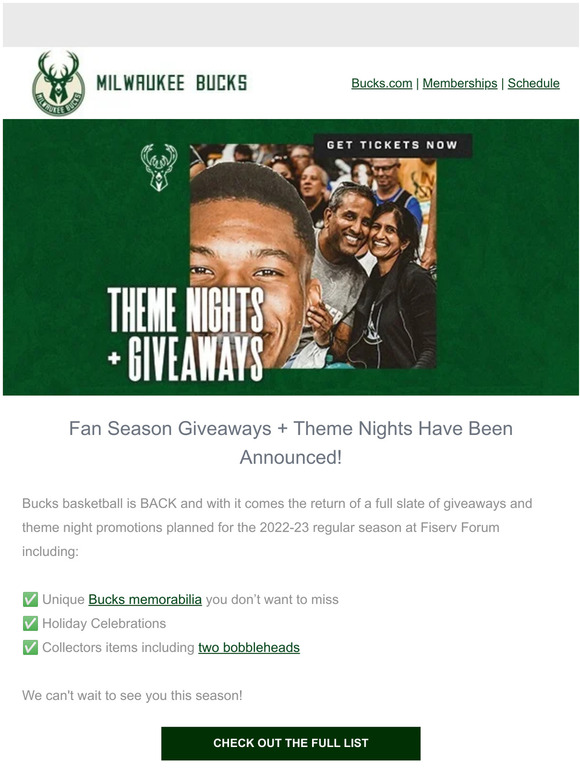 Bucks Pro Shop: JUST ANNOUNCED: 2022-23 Giveaways + Theme Nights | Milled