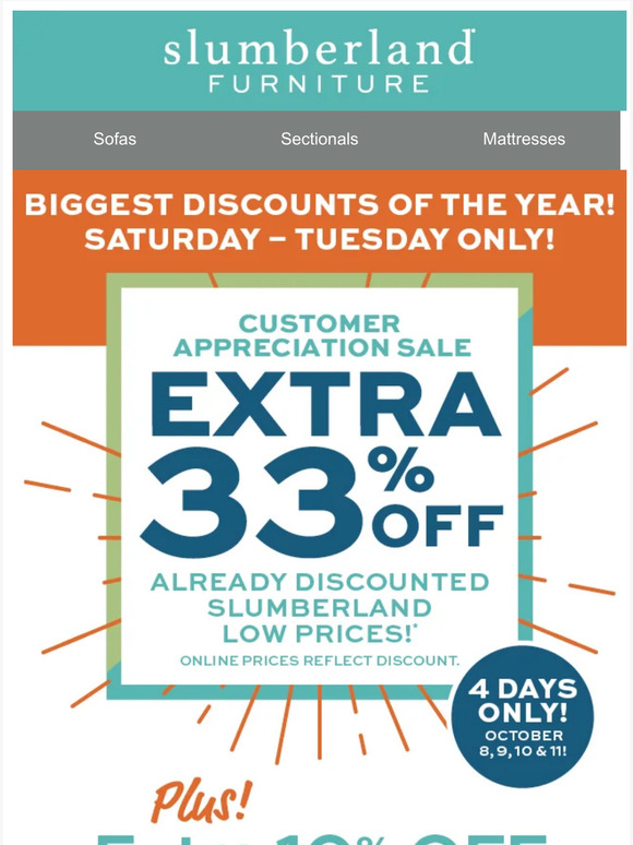 Slumberland: Our biggest discounts of the year start Saturday! 4 DAY ...