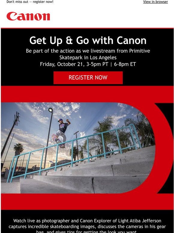 Canon: Join Canon for a FREE Virtual Action Photography Event! | Milled