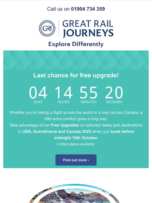Great Rail Journeys: Free Rail and Flight Upgrades - Ends midnight 10th ...