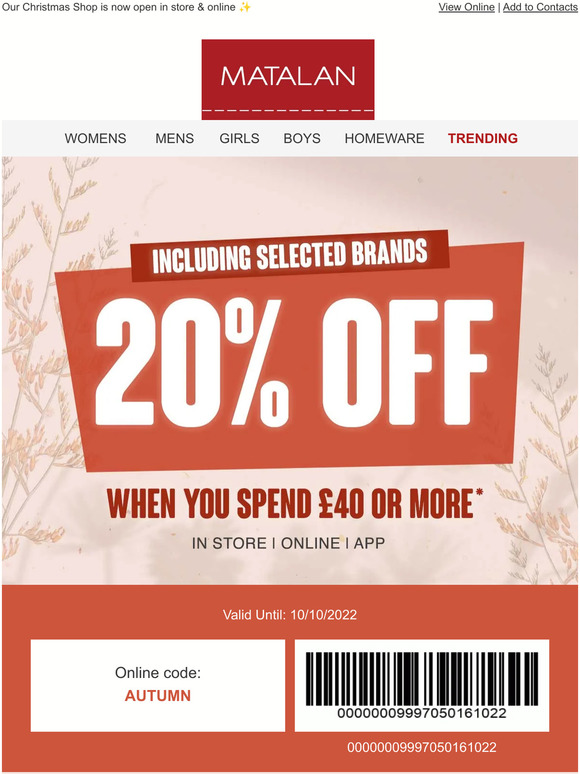 Matalan: Your 20% off is inside 👀 | Milled
