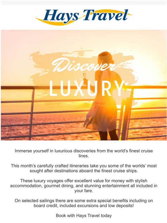 Hays Travel: Explore the world's finest cruise ships | Milled