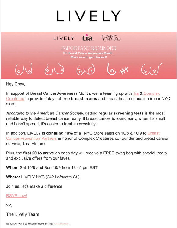 Lively: Your Free Breast Exam Is Coming Up 📅 | Milled