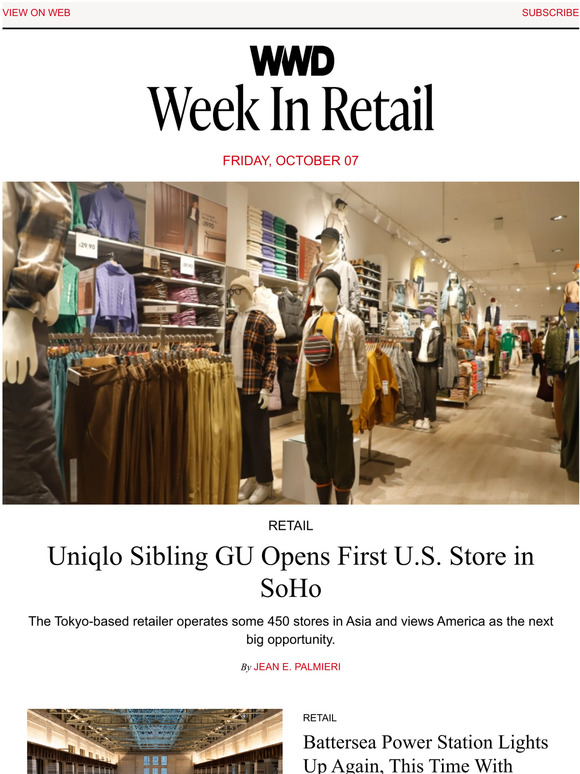 Women's Wear Daily: Uniqlo Sibling GU Opens First U.S. Store in SoHo ...