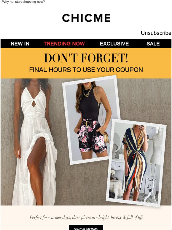 Chicme: Oh no! Your coupon is expiring! | Milled
