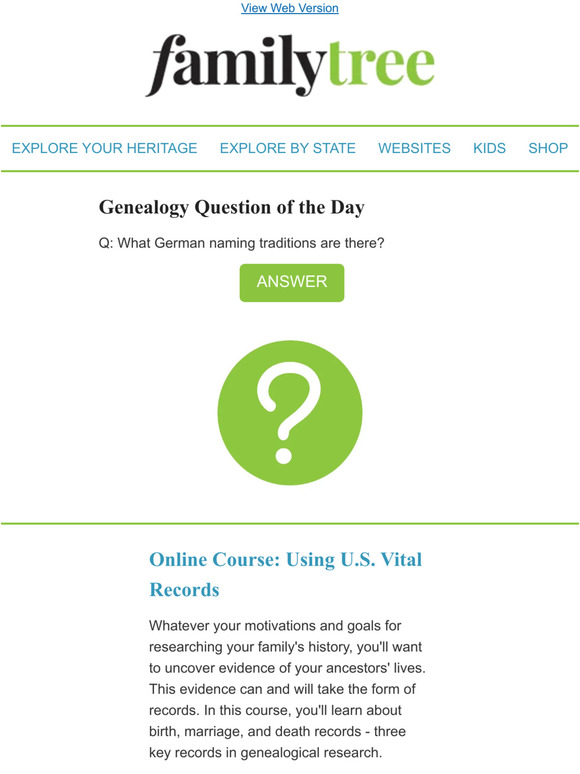 Family Tree Magazine: Q: What German naming traditions are there? | Milled