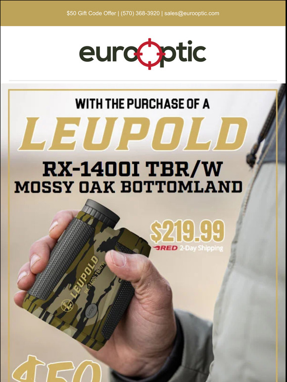 EuroOptic: $50 GIFT CODE: Leupold RX-1400i TBR Bottomland Rangefinder | Milled