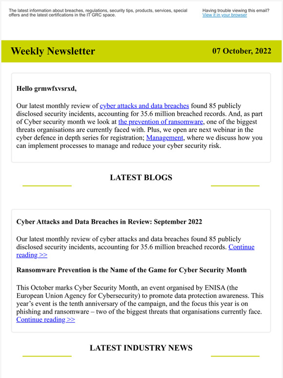 IT Governance (EU): Cyber Attacks and Data Breaches in Review: September 2022 | Milled