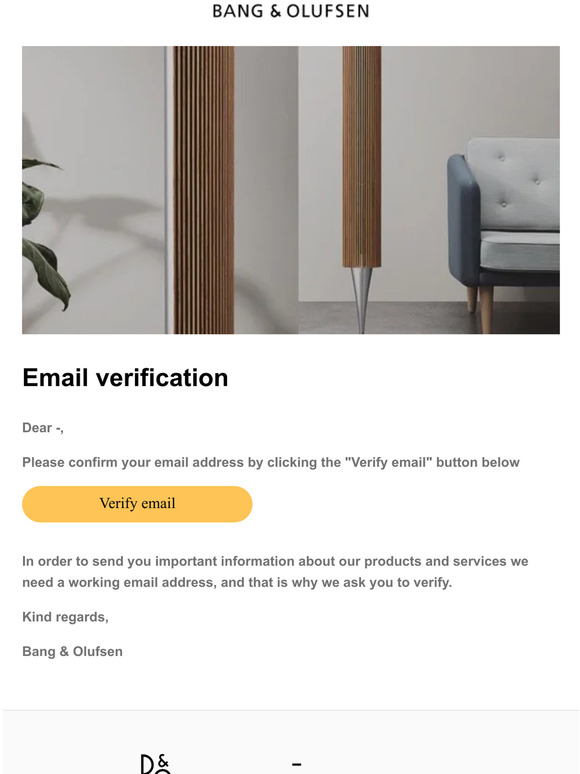 Bang & Olufsen: Verify your email | Milled
