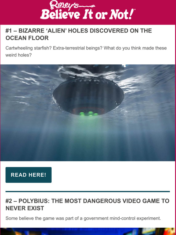 Ripley's Believe It or Not!: 👽 ‘Alien’ Holes Found on Ocean Floor | Milled