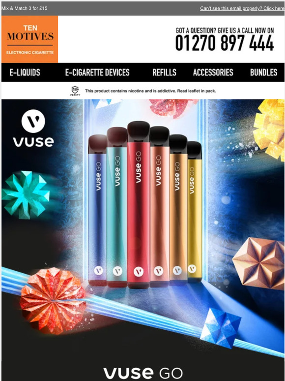 Ten Motives: Vuse GO Disposables* Mix and Match 3 for £15 | Milled
