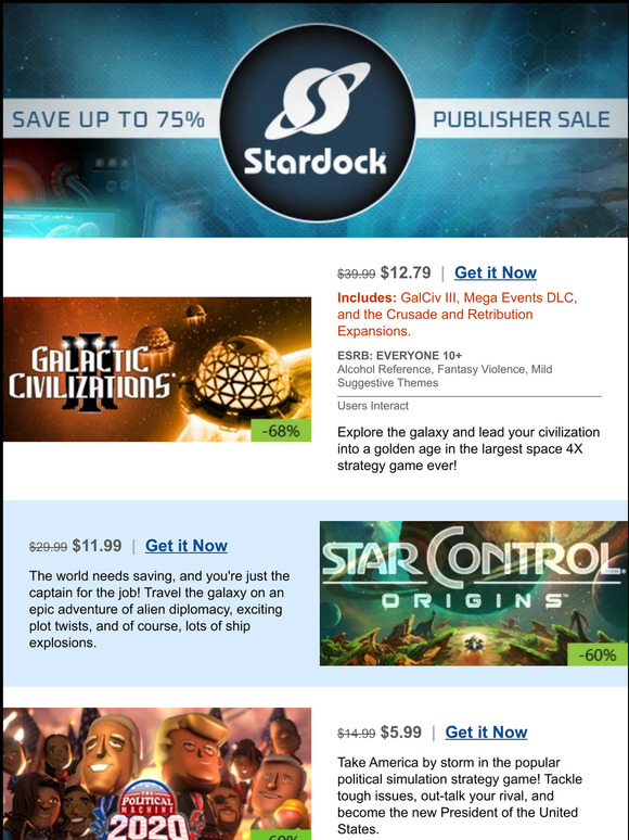Stardock: STARTS TODAY: Save up to 75% on Stardock games, expansions ...
