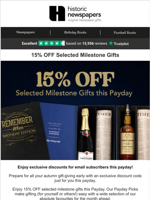 Historic Newspapers: Reclaim your Coupon for 15% OFF Milestone Gifts ...