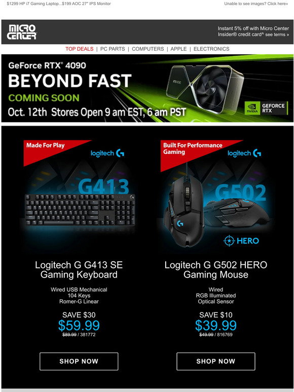Micro Center: $39 Logitech Gaming Mouse! $59 Logitech Gaming Keyboard ...
