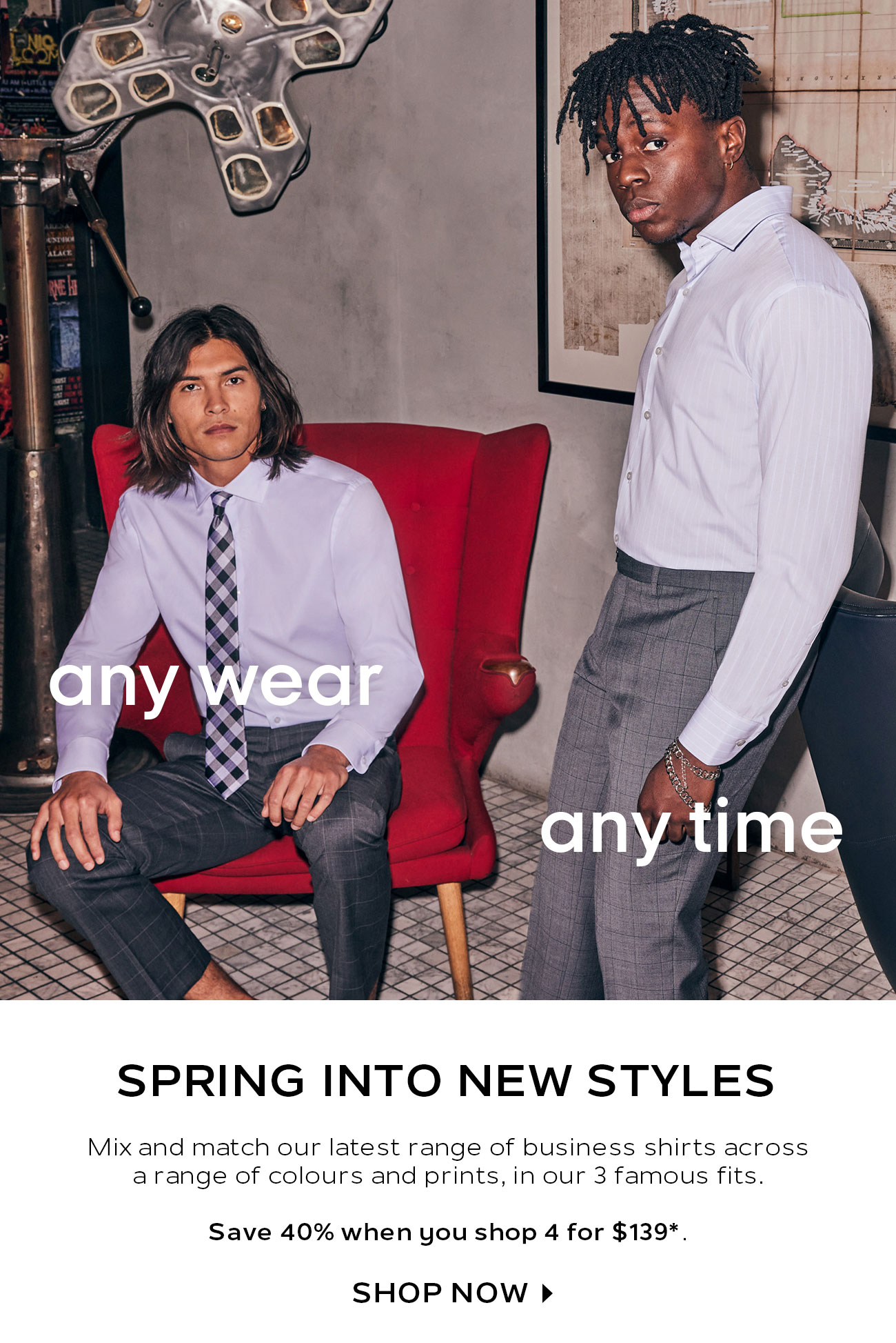Van Heusen: New Spring Styles | Business Shirts 4 for $139 | Milled