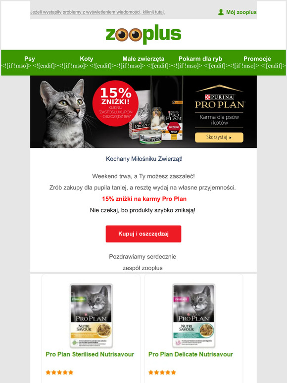 Zooplus: 😺 15% zniżki na produkty Pro Plan dla psa i kota! 🐶 | Milled