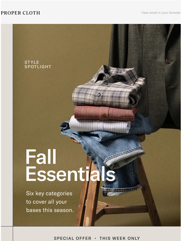 Proper Cloth: Essential Pieces for Fall // Special Offer Enclosed | Milled