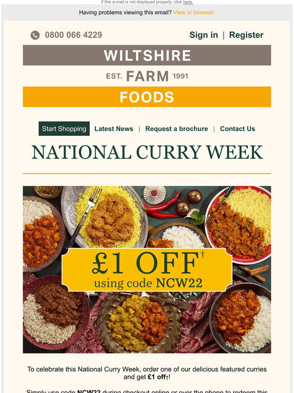 Wiltshire Farm Foods: Get £1 off for National Curry Week! | Milled