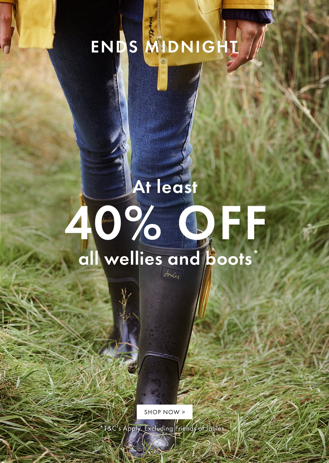 Joules: At least 40% off all wellies and boots ends at midnight. | Milled