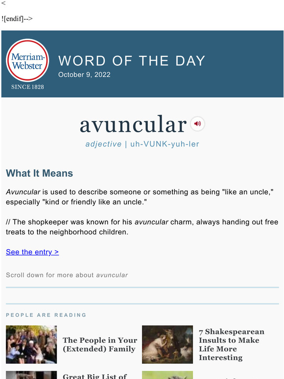 Merriam-Webster: Avuncular - plus, The People in Your (Extended) Family ...