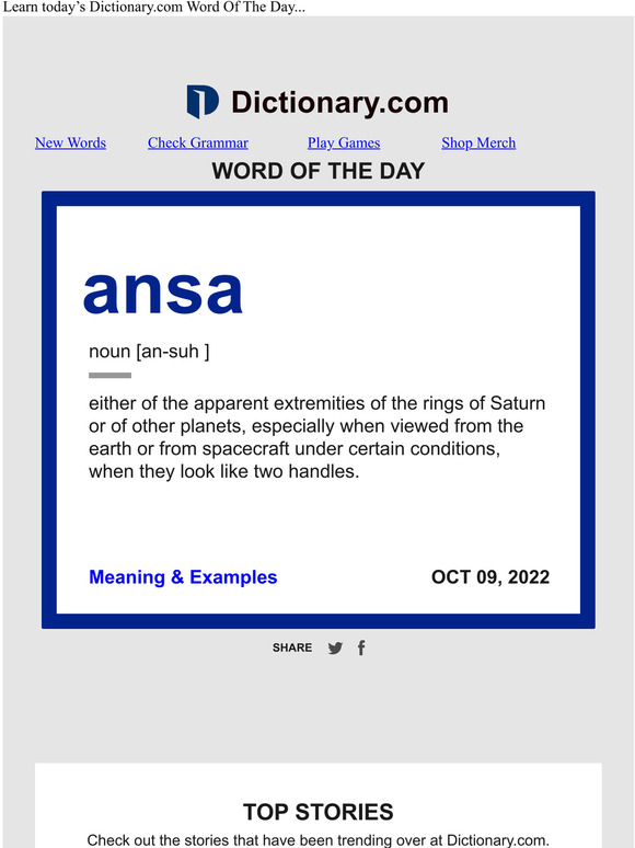 Dictionary.com: ansa | Word of the Day | Milled