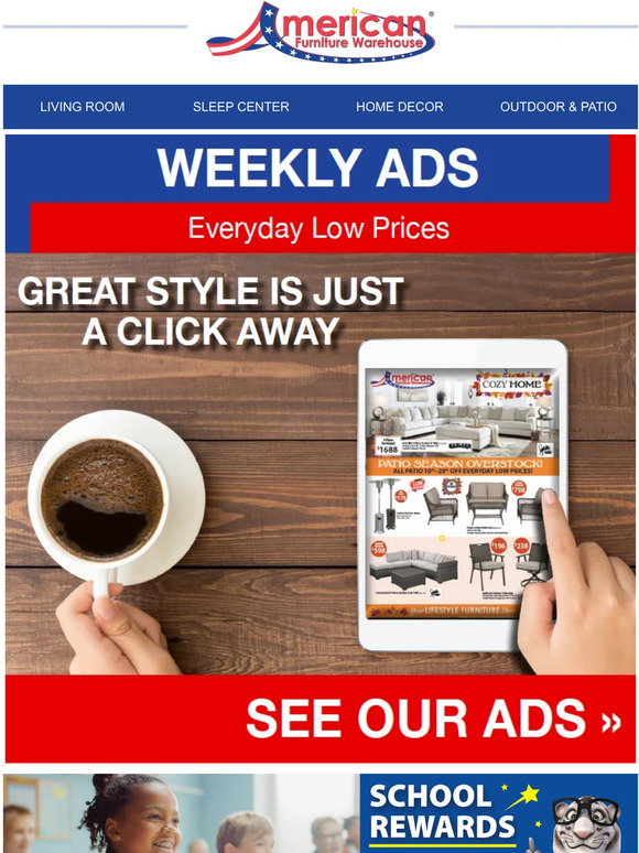 American Furniture Warehouse: Check out our weekly ads | Milled