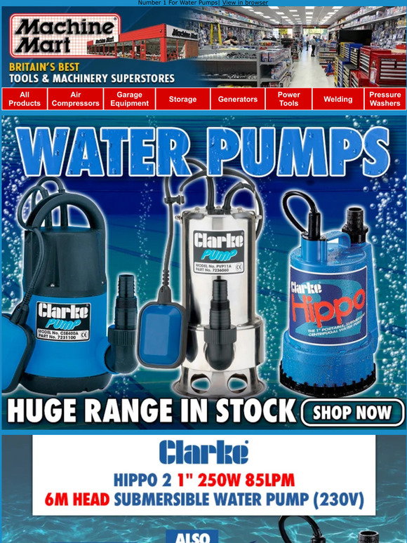 Machine Mart: Water Pumps! All Types and Sizes | Milled
