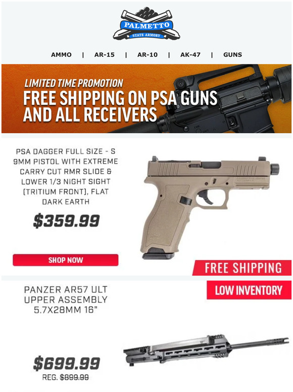 Palmetto State Armory: Limited Stock! | Panzer 5.7x28mm AR57 Upper ...