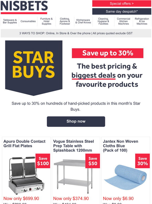 Nisbets: Save up to 30% in our October Star Buys | Milled