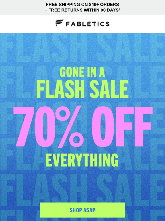 Fabletics: Gone in a flash: 70% off EVERYTHING | Milled