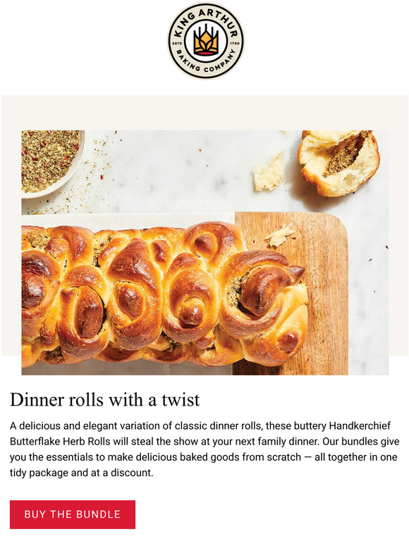 King Arthur Baking Company: New! Handkerchief Butterflake Herb Rolls ...