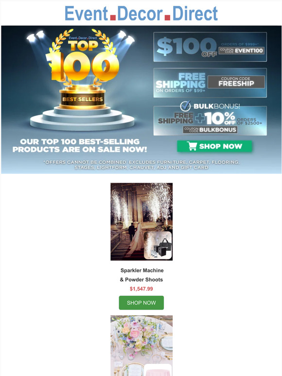 Event Decor Direct: Top 💯 Most Requested Products - On Sale NOW! | Milled