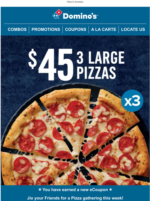 Domino's Pizza: You have earned a New eCoupon | Milled